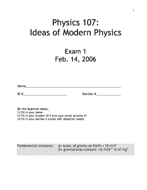 Fillable Online Physics 107: Ideas of Modern Physics Fax Email Print - pdfFiller