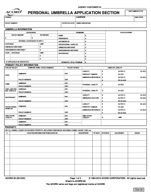 Fillable Online PERSONAL UMBRELLA APPLICATION SECTION - Orange ...