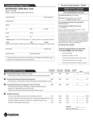 Fillable Online Lead Retrieval Order Form - Interphex Fax Email Print ...
