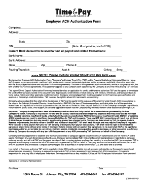 Fillable Online Employer ACH Authorization Form Fax Email Print - pdfFiller