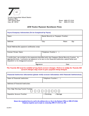 Fillable Online Vendor ACH Form Fax Email Print - pdfFiller