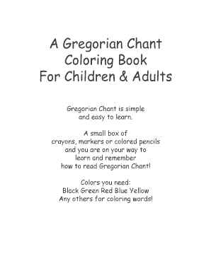 Fillable Online A Gregorian Chant Coloring Book For Children & Adults ...
