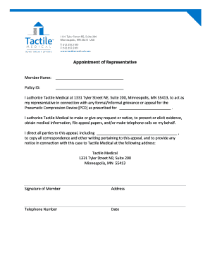 Fillable Online Appointment of Representative form (PDF) - Tactile ...
