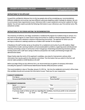 Fillable Online UNIVERSITY OF CALIFORNIA, SAN DIEGO RESIDENCE LIFE ...