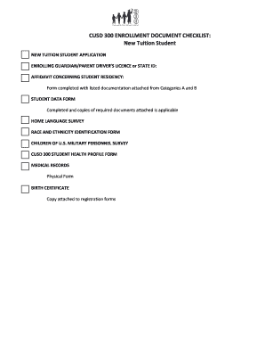 Fillable Online d300 CUSD 300 ENROLLMENT DOCUMENT CHECKLIST Fax Email ...