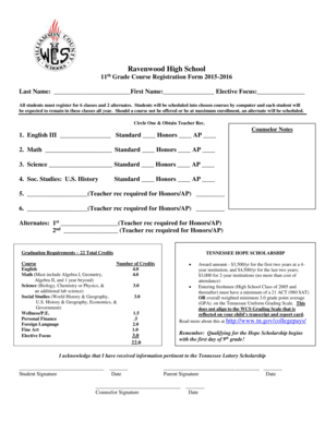 Fillable Online wcs Pre-registration worksheet 11th - wcs Fax Email Print - pdfFiller