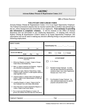 Fillable Online AKDHC - Voluntary Disclosure EEOC Form 2007 Fax Email ...