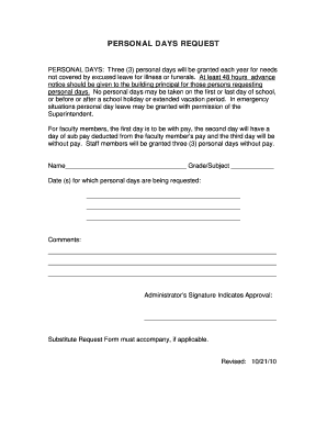 Fillable Online monett middle schoolfusion PERSONAL DAYS REQUEST - School Fusion - monett middle ...