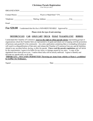 Fillable Online Christmas Parade Registration Fax Email Print - pdfFiller
