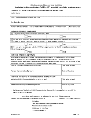 Fillable Online dodd ohio Application for Pediatic Ventilator Services ...