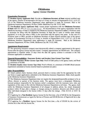 Fillable Online Agency License Checklist Fax Email Print - pdfFiller