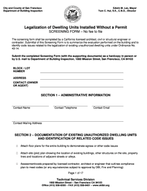 Fillable Online sfdbi Screening Form Letterhead G-17 Revision to ...