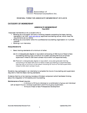 Fillable Online apc asn RENEWAL FORM FOR ASSOCIATE MEMBERSHIP 2015-2016 ...