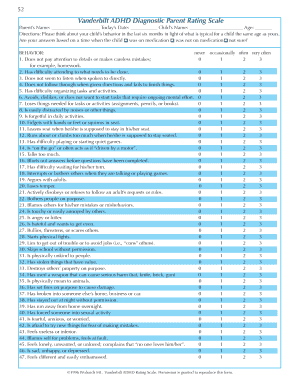 Fillable Online Vanderbilt ADHD Diagnostic Parent Rating Scale - Peds Fax Email Print - pdfFiller