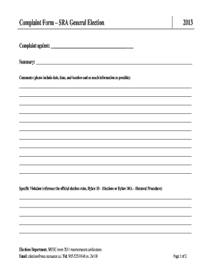 Sra Complaint Form - Fill Online, Printable, Fillable, Blank | pdfFiller