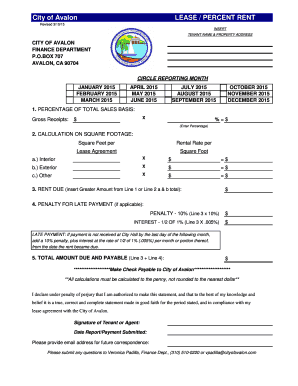 Fillable Online Revised Percent Rent Form vp.pdf - City of Avalon Fax ...