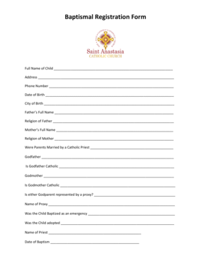 Fillable Online stanastasiachurch Baptismal Registration Form - St. Anastasia ...