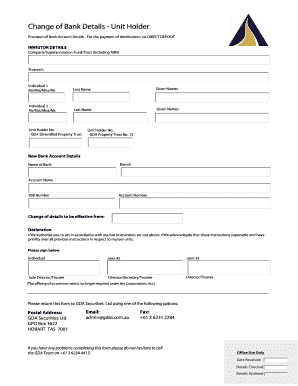 Fillable Online 2) Change of Bank Details Form.pdf Fax Email Print ...