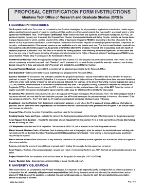 Fillable Online mtech PROPOSAL CERTIFICATION FORM INSTRUCTIONS Fax Email Print - pdfFiller