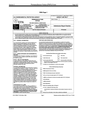 Fillable Online Premanufacture Notification (PMN) Form, Part 1 General ...