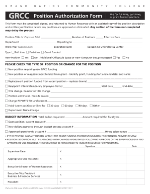 Fillable Online Position Authorization Form - Grand Rapids Community ...