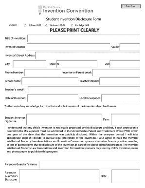 Fillable Online Student Invention Disclosure Form Fax Email Print ...
