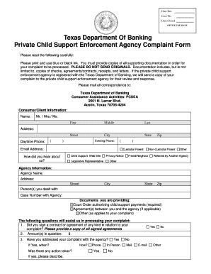 Fillable Online dob texas Texas Department of Banking Private Child ...