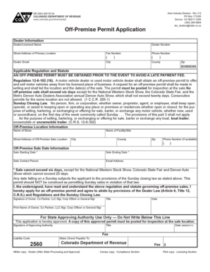 Fillable Online colorado Off-Premise Permit Application 2560 - colorado ...