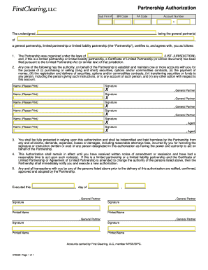 Fillable Online Partnership Authorization Fax Email Print - pdfFiller