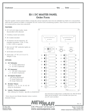 Fillable Online Click here for an ES-1 DC Master Panel order form ...