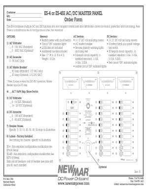 Fillable Online ES-4 or ES-4SS AC/DC MASTER PANEL Order Form Fax Email ...