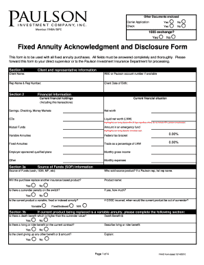 Fillable Online Fixed Annuity Acknowledgment and Disclosure Form Fax ...