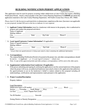 Fillable Online Building Notification Application - Lake County Montana ...