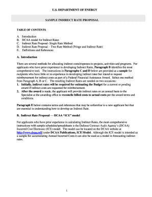 Fillable Online SAMPLE INDIRECT RATE PROPOSAL Fax Email Print - pdfFiller