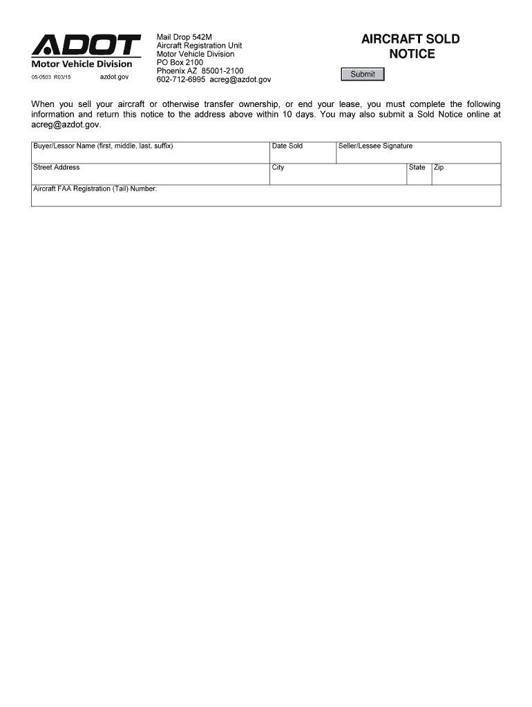 Fillable Online azdot Sold Notice. Sold Notice Fax Email Print - pdfFiller