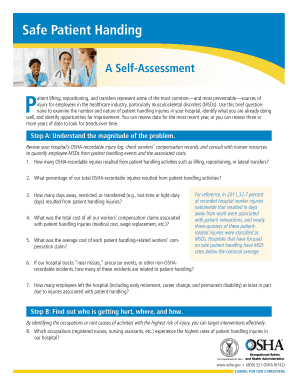 Fillable Online osha Safe Patient Handling. This two-page fillable ...
