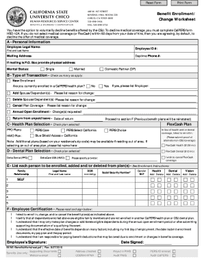 Fillable Online csuchico Reset Form Print Form Date received: by ...