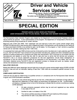 Fillable Online PENNSYLVANIA CLEAN VEHICLES PROGRAM Fax Email Print ...