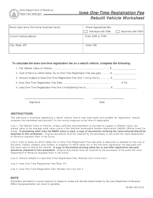 Fillable Online 78-496 Rebuilt Vehicle Worksheet.pmd - Iowa Department ...