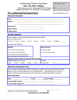 Fillable Online Pre authorized form 2012.xlsx Fax Email Print - pdfFiller