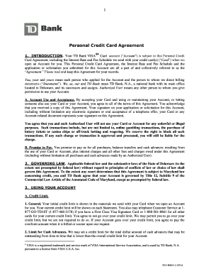Fillable Online Personal Credit Card Agreement Fax Email Print - pdfFiller