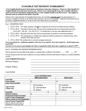 Fillable Online TANGIBLE NET BENEFIT WORKSHEET.docx Fax Email Print ...