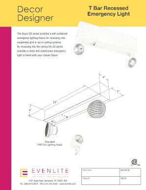 Fillable Online Decor Designer T Bar Recessed Emergency Light ...