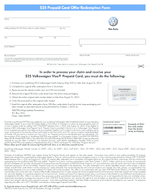 Fillable Online $25 Prepaid Card Offer Redemption Form Fax Email Print ...