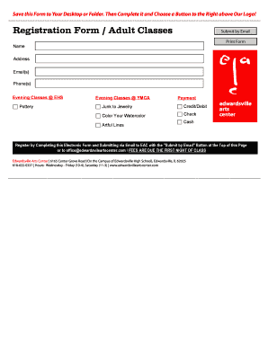 Fillable Online Registration Form / Adult Classes Fax Email Print ...