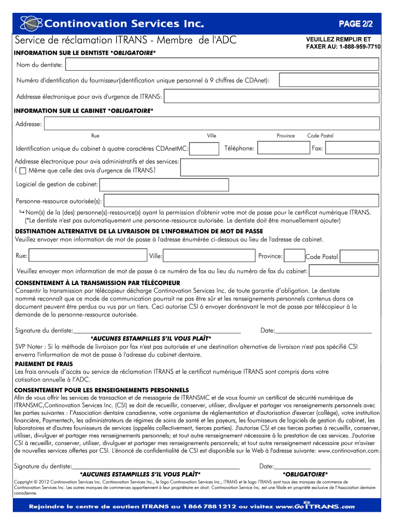 Remplissable En Ligne Excellent! Vous n'avez qu' remplir un bulletin d'adh sion ... - ITRANS Fax ...