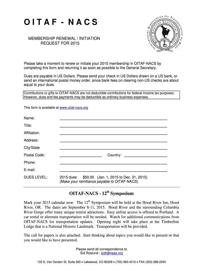Fillable Online nsaa 2015 DUES Form.doc Fax Email Print - pdfFiller