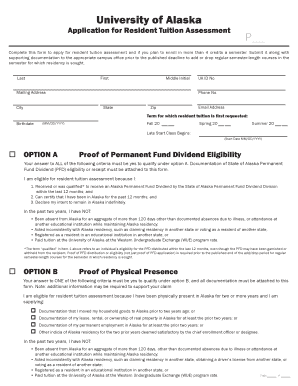 Fillable Online alaska Residency Application Form - University of ...