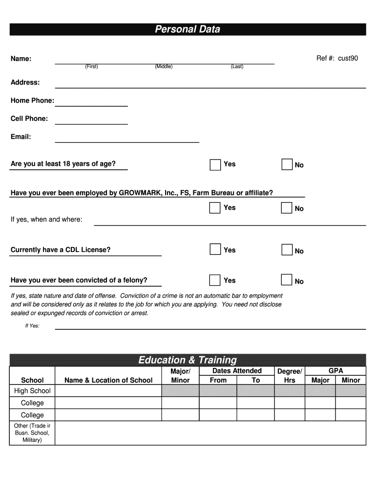 Fillable Online Personal Data Education & Training - Gold Star FS Fax ...