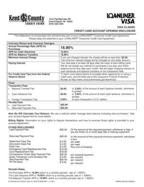 Fillable Online VISA Classic Opening Disclosure and Credit Card ...